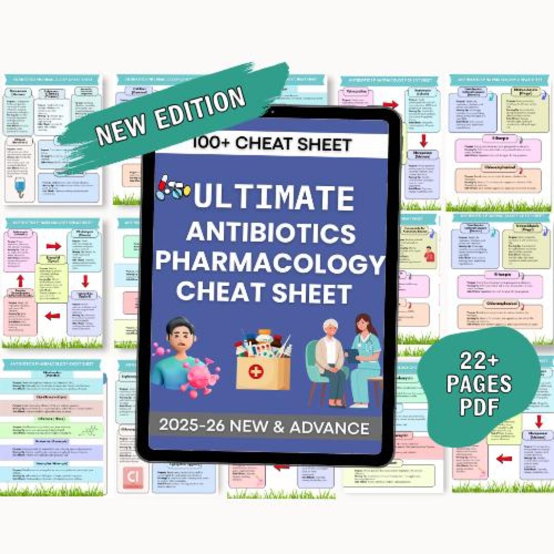 Antibiotics Pharmacology Cheat Sheet | Nursing Study Guide | Digital ...