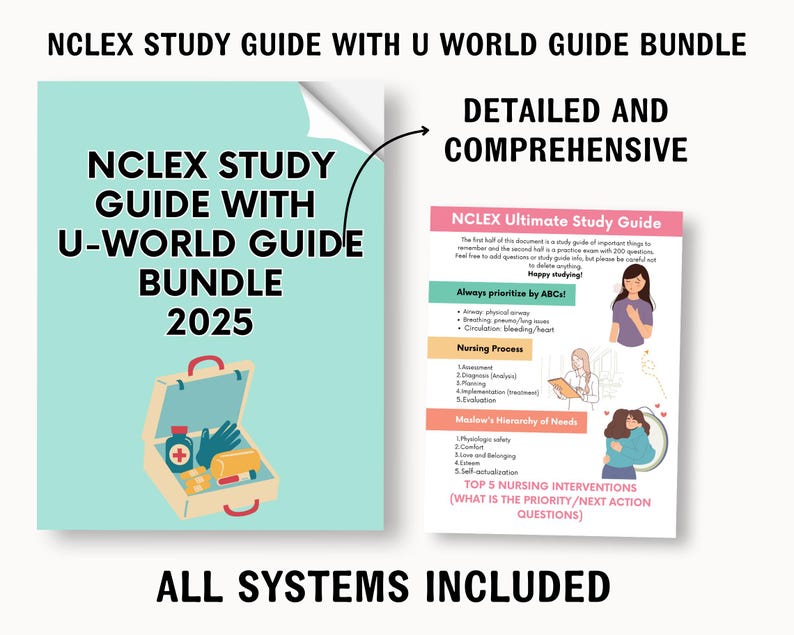 NCLEX Study Guide & Uworld Bundle: Nursing Exam Prep (PDF) - Etsy