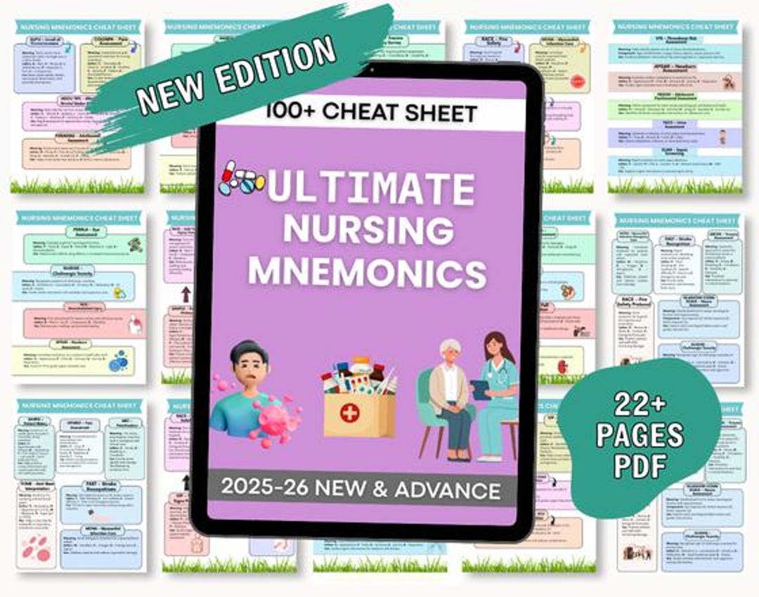 Nursing Mnemonics Cheat Sheet Bundle: Study Guide (digital Download ...