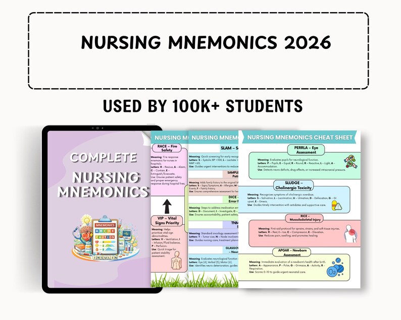 Nursing Mnemonics Cheat Sheet Bundle: Study Guide (digital Download) - Etsy