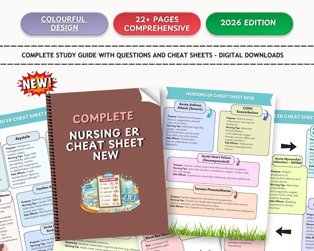 ER Nurse Cheat Sheet 2025-26 – Critical Care, Trauma Management (PDF Download) - Etsy UK
