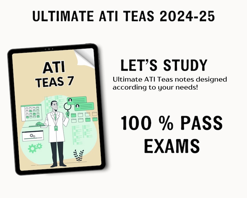 ATI TEAS 7 Study Guide 2023-2025: Colorful Illustrations (digital Download) - Etsy