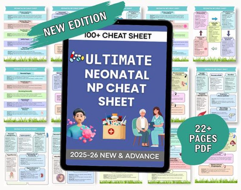 Neonatal NP Cheat Sheet | NICU Nursing Quick Reference Guide | 100 ...