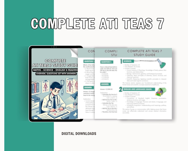 ATI TEAS 7 Study Guide 2025: Nursing Exam Prep (digital Download) - Etsy
