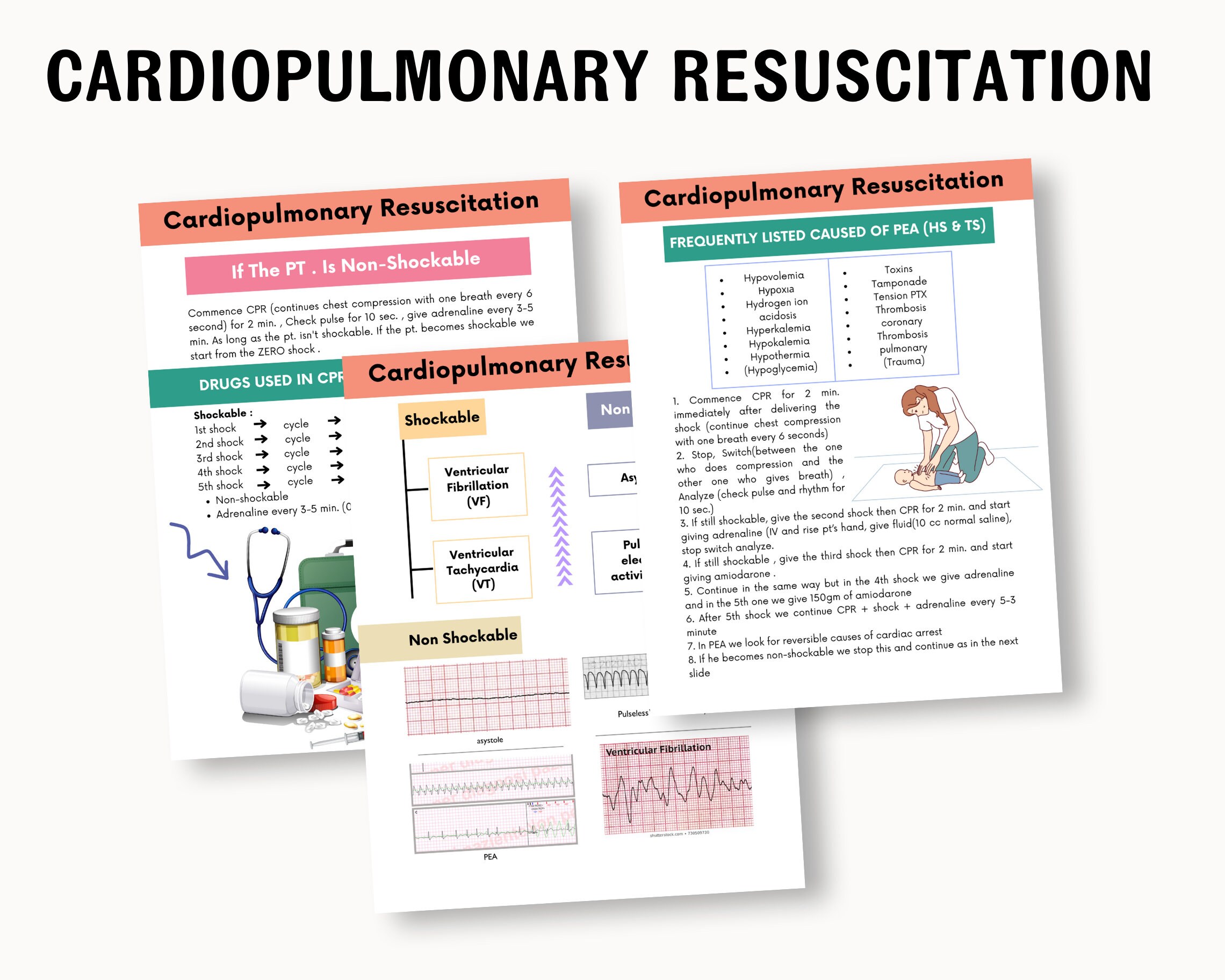 Cardiopulmonary Resuscitation | Cardiology | A&P Guide | 13 Pages ...