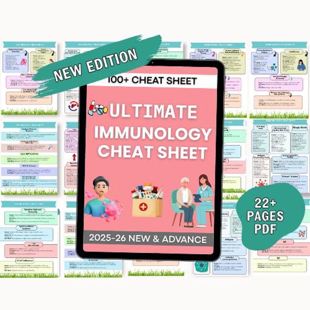 Immunology Cheat Sheet 2025–26 | Nursing & Medical Study Guide | Immune ...