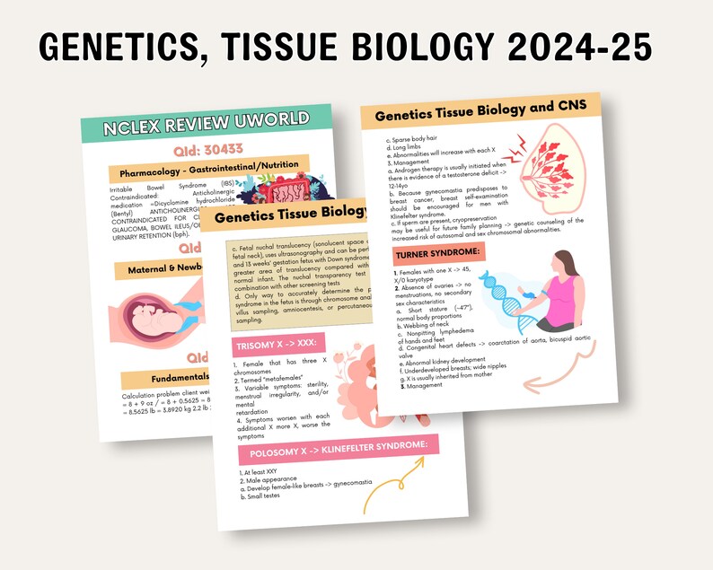 Genetics Tissue Biology and CNS Nursing Notes 2024, Nursing Study Guide ...