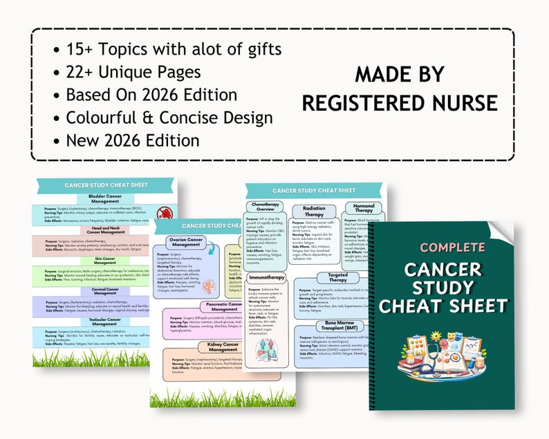 Cancer Cheat Sheet 2026, Nursing Study Guide, 2026 Edition - Etsy UK