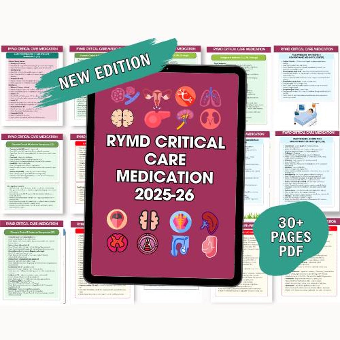 ICU ER Nursing Drug Guide 2025-26 – Critical Care Medication (PDF) - Etsy