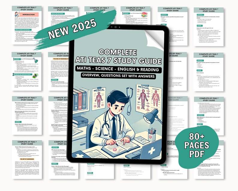 ATI TEAS 7 Study Guide 2025: Nursing Exam Prep (digital Download) - Etsy