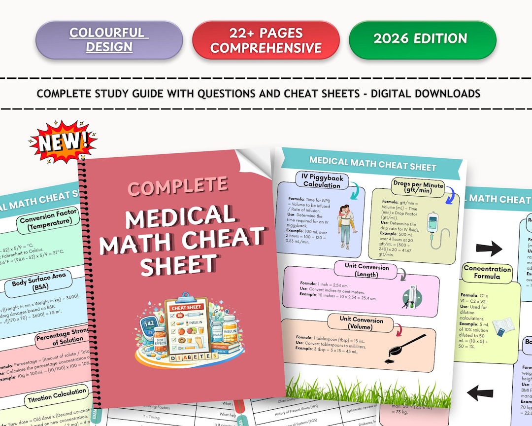 Medical Math Cheat Sheet - Complete Study Guide With Questions ...