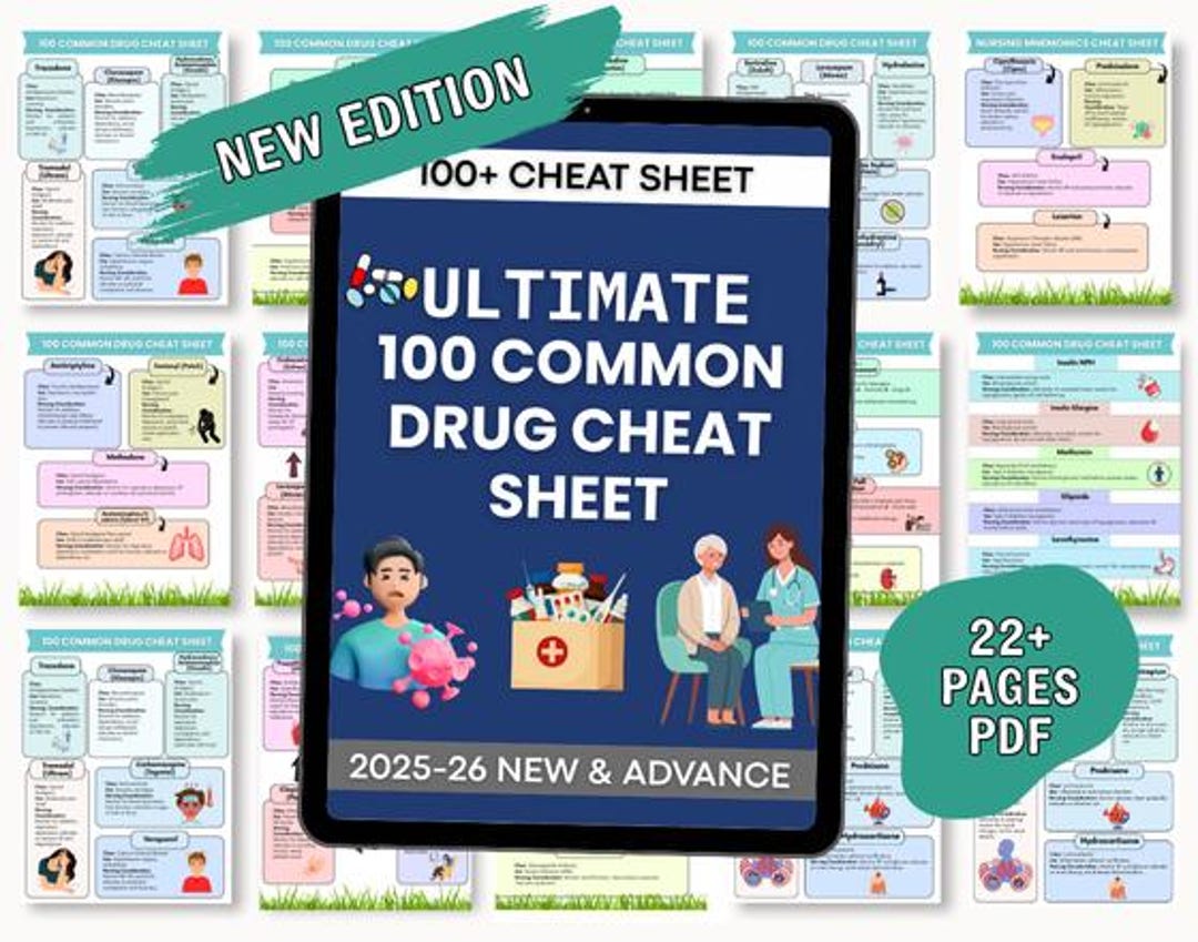 Top 100 Most Common Drugs Cheat Sheet | Quick Medication Reference for ...