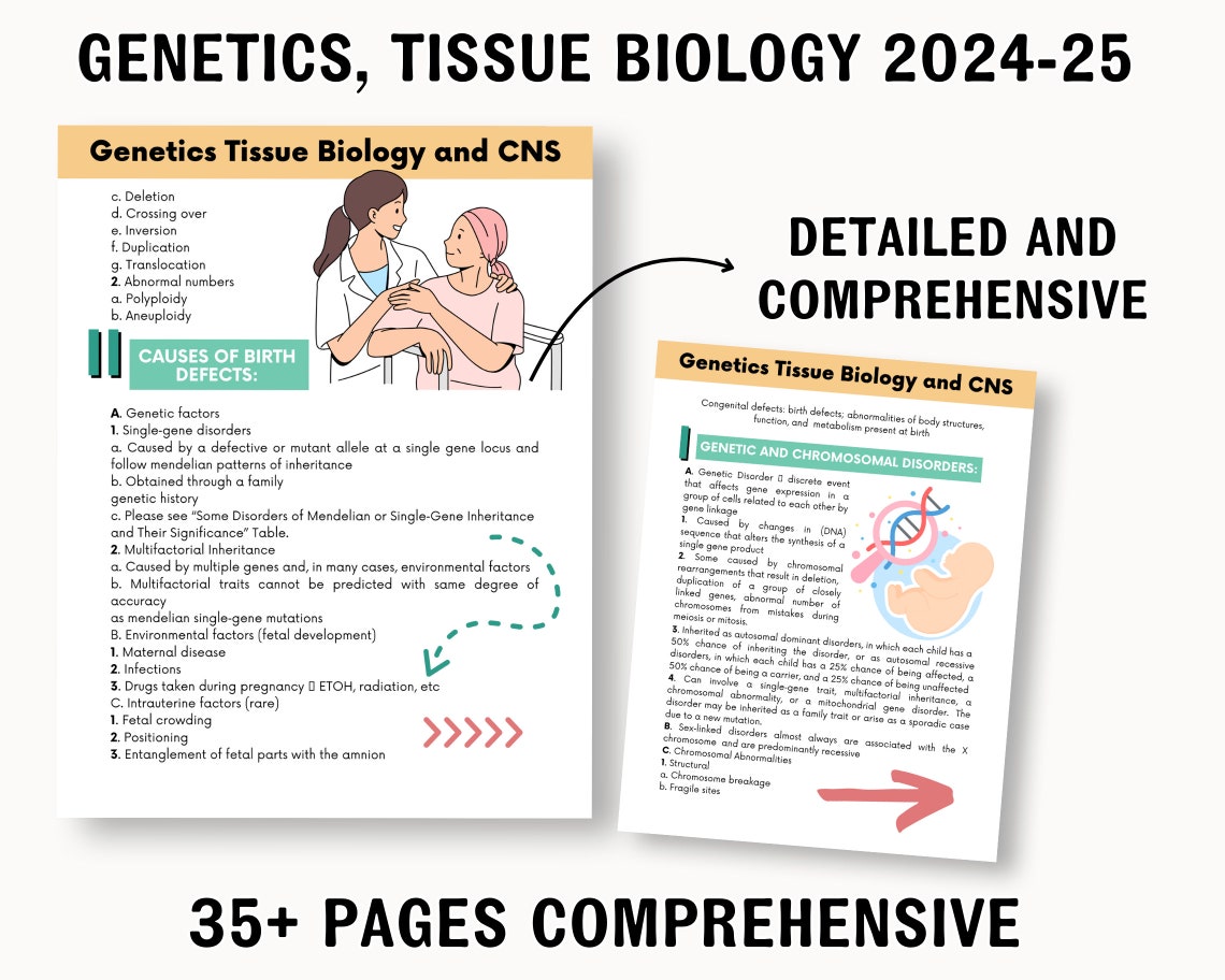 Genetics Tissue Biology and CNS Nursing Notes 2024, Nursing Study Guide ...