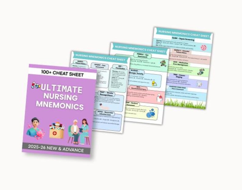 Nursing Mnemonics Cheat Sheet Bundle: Study Guide (digital Download ...