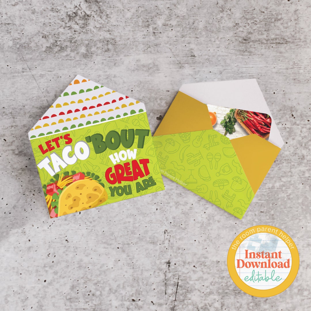 Printable Teacher Gift Card Holder, Mexican Restaurant Gift Card Holder ...