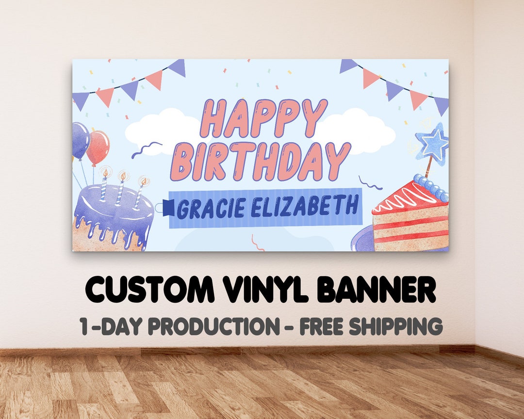 Personalised Birthday Banners, Custom Birthday Banner, Happy Birthday ...
