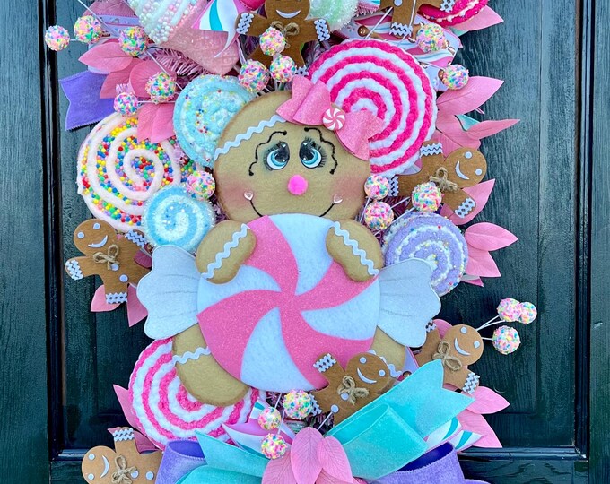 Candy Land Themed Gingerbread Door Swag - Festive Christmas Decor ...