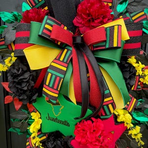 Juneteenth Wreath: Afrocentric Red Black Green Swag, Freedom Day Decor ...