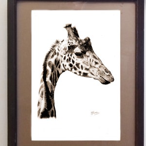 Giraffe Wildlife Art Print - Graphite Fine Art - Etsy