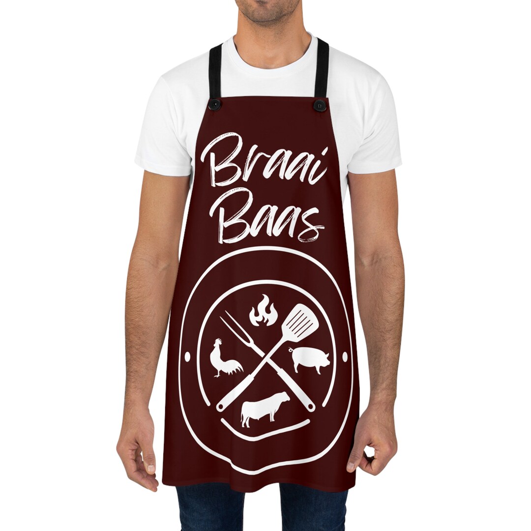 Brown Barbecue Apron, Grill Master Apron, Braai Baas Voorskoot, Father ...