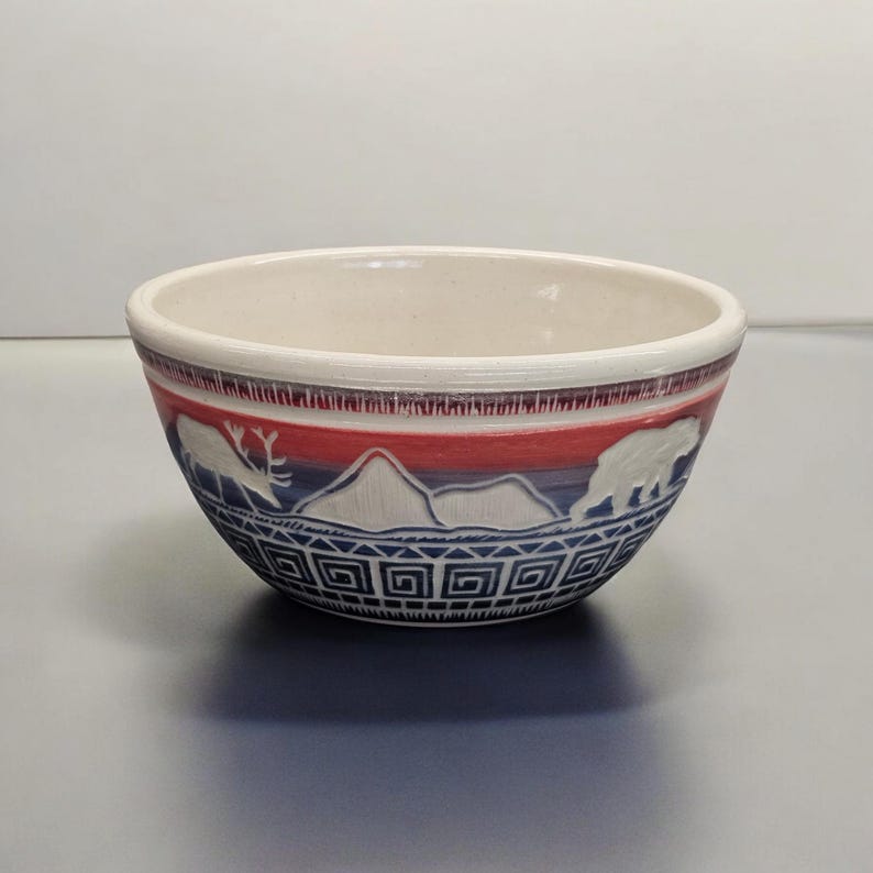 Colorado Carved Bowl Sgraffito Pottery Decorative, Kitchen, Modern ...