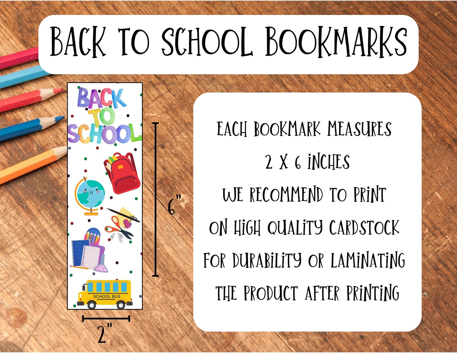 Back to School Bookmark, First Day of School, Printable Bookmark ...