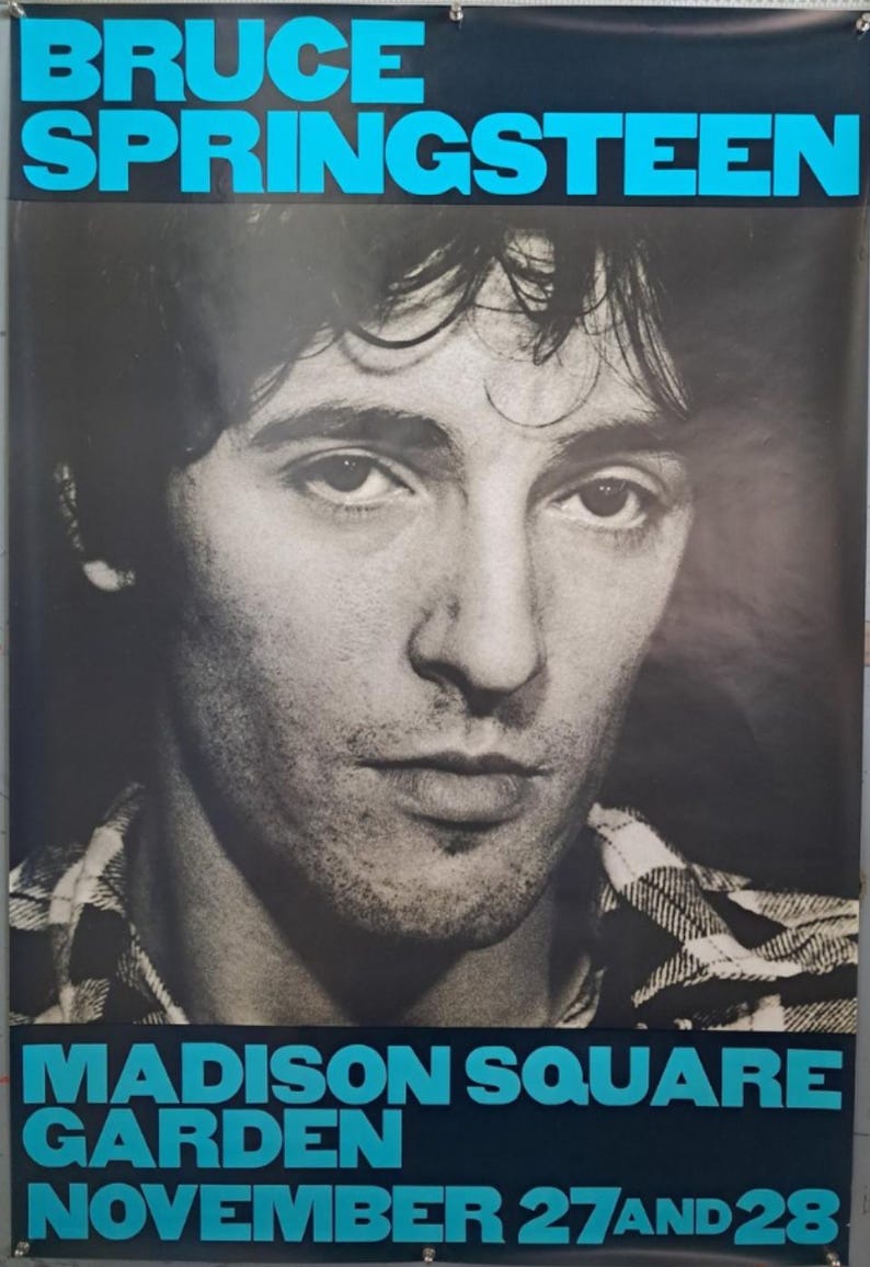 Vintage Bruce Springsteen 'the River' Poster | 1980 MSG Concert Wall ...