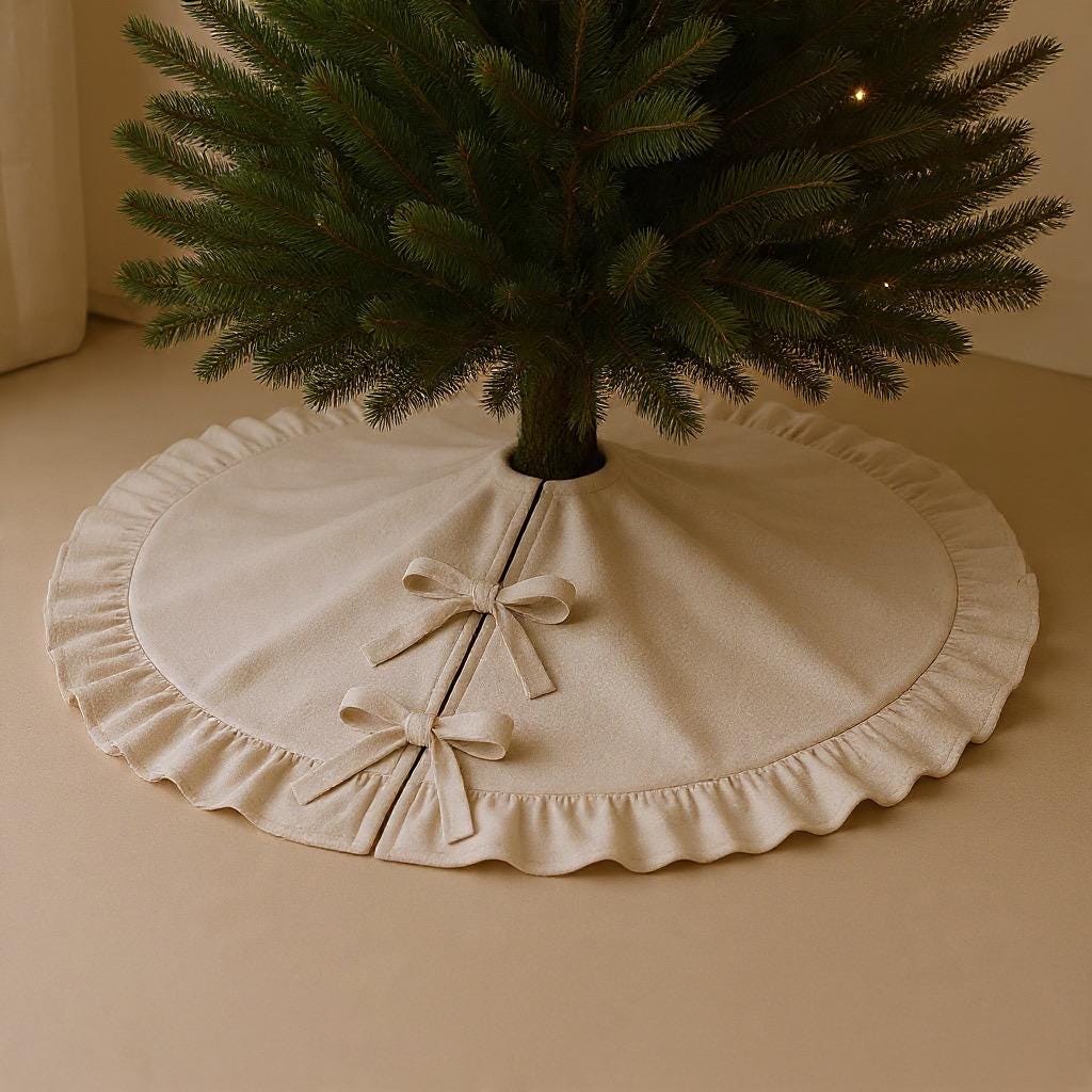 Farmhouse Ruffled Tree Skirt Sewing Pattern: Beginner Flannel (PDF ...