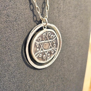 Large Star of David Adorn Pendant, Hand Engraved Magen David Medallion ...