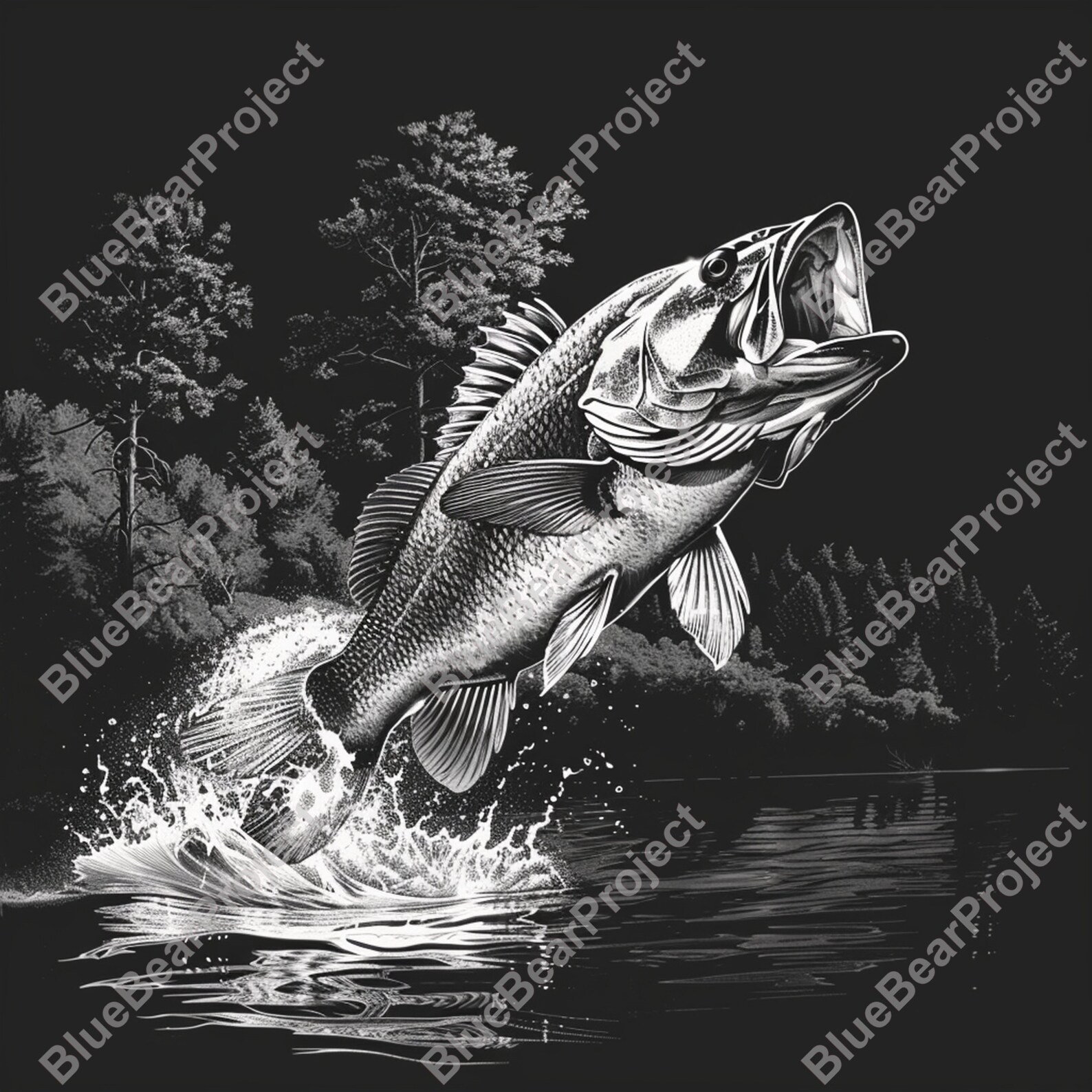 Large Mouth Bass Fish PNG, Laser Engrave, Burn PNG, Digital File Ready ...