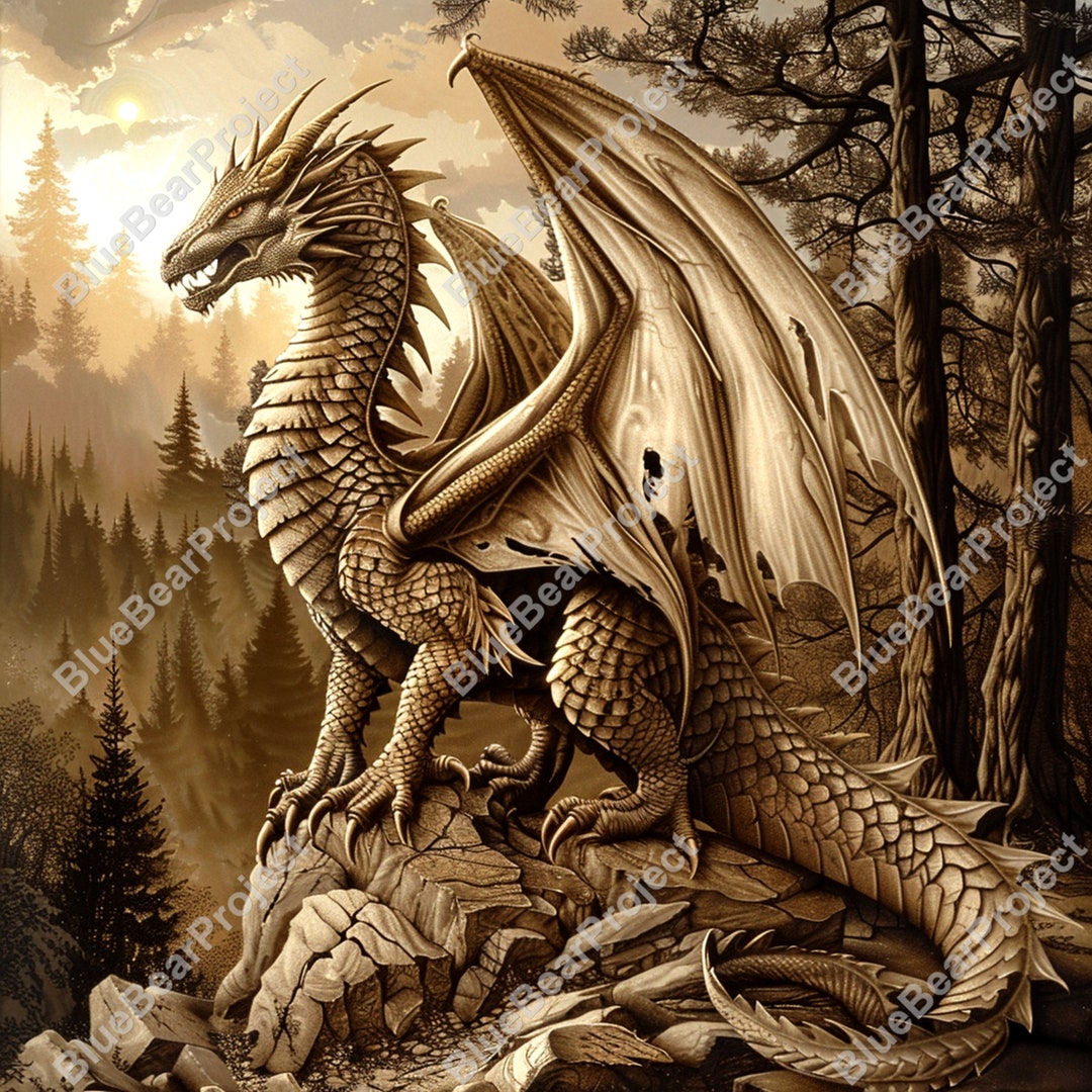 Dragon Art, Laser Engrave, Burn PNG, File Ready for Engraving on Wood ...