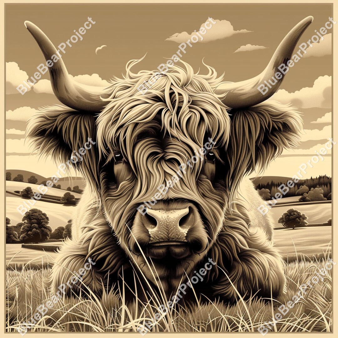 Highland Cow PNG, Laser Engrave Burn PNG, Ready for Engraving on Wood ...