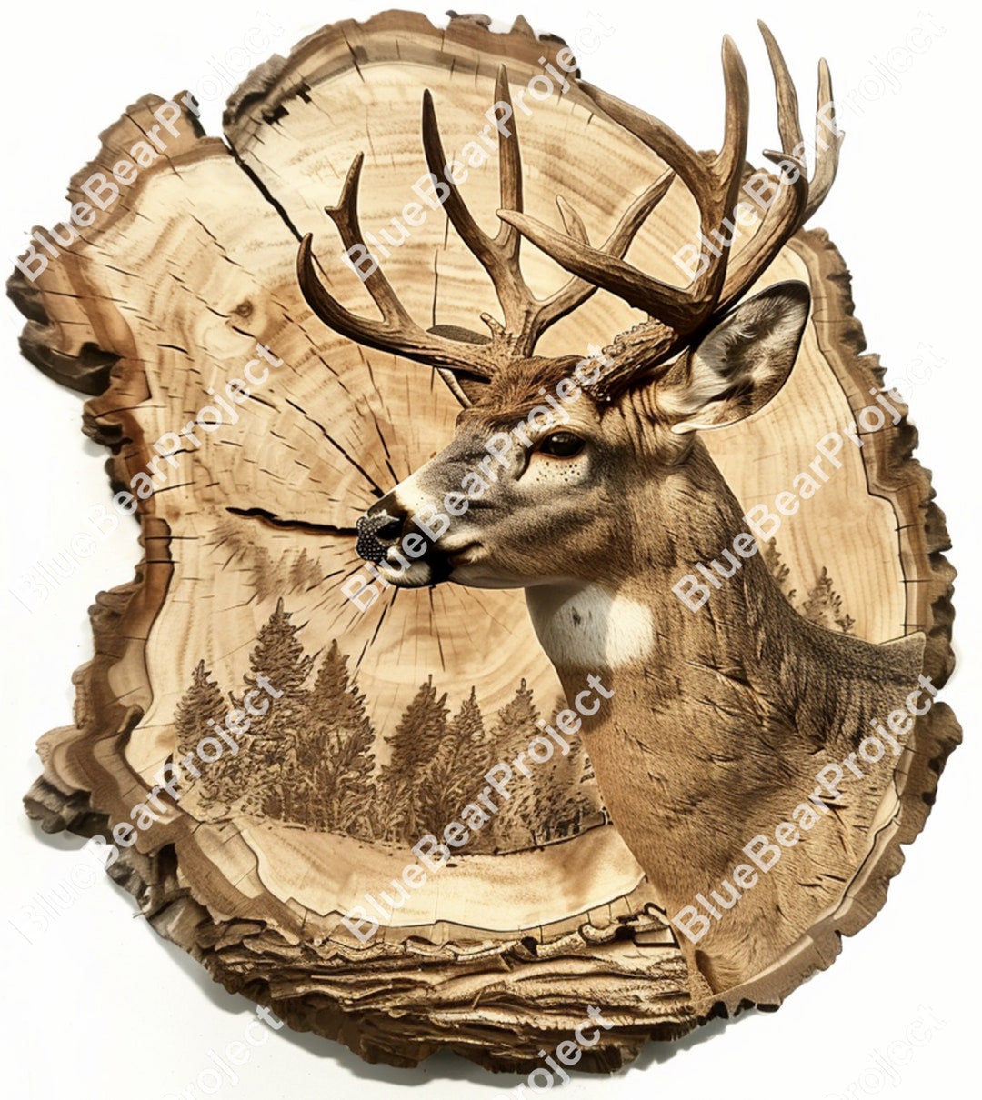 White Tail | Deer Mule | Buck | Laser Engrave Burn PNG | Ready for ...