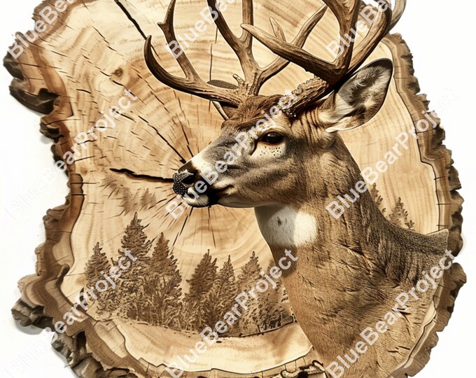 3D Illusion Laser Burn PNG | Engrave Deer Buck Mule White Tail | Laser ...