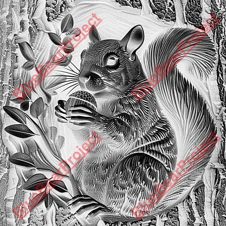 Squirrel Png, Laser Engrave, Burn PNG, File Ready for Engraving on Wood ...