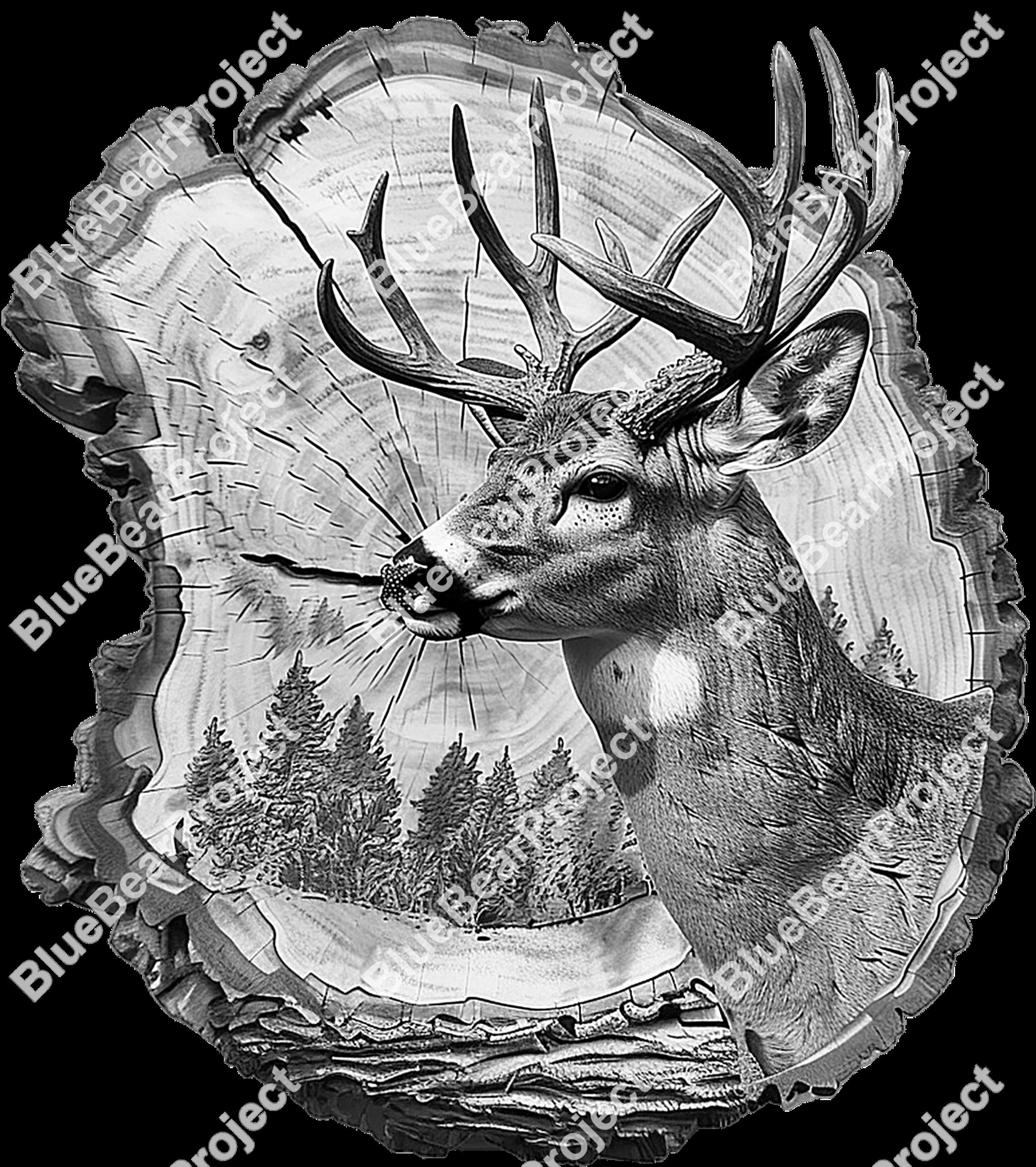 White Tail | Deer Mule | Buck | Laser Engrave Burn PNG | Ready for ...
