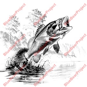 Large Mouth Bass Fish PNG, Laser Engrave, Burn PNG, Digital File Ready ...