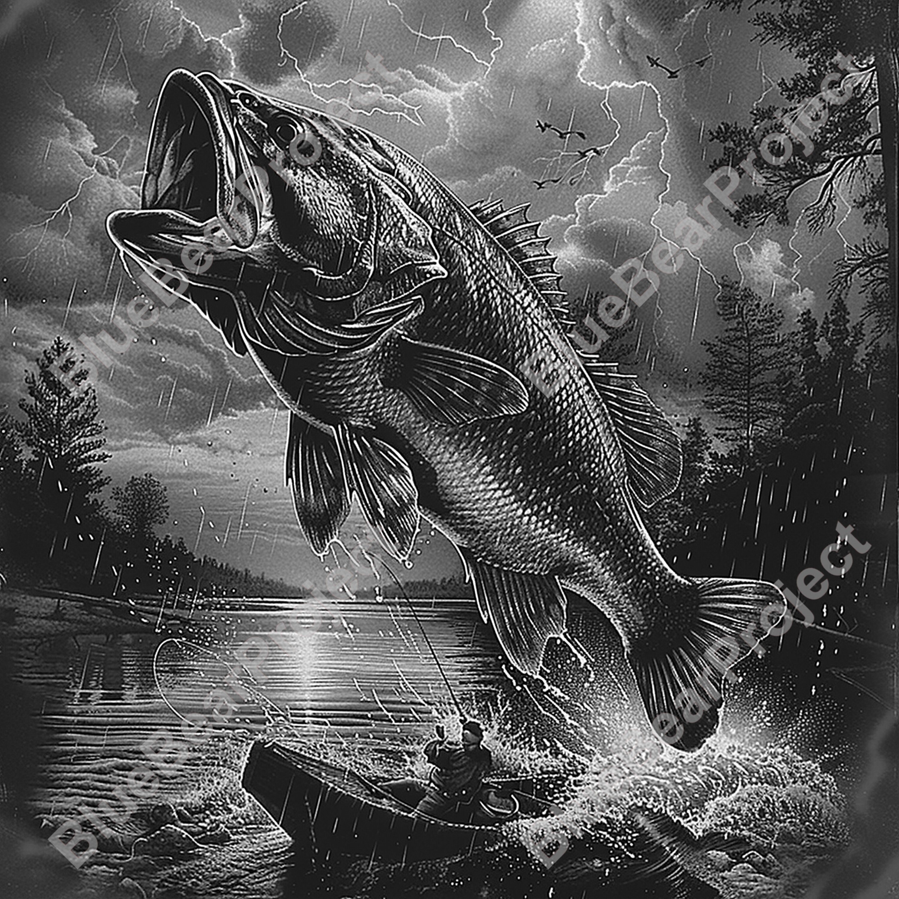 Large Mouth Bass Fish PNG, Laser Engrave, Burn PNG, Digital File Ready ...