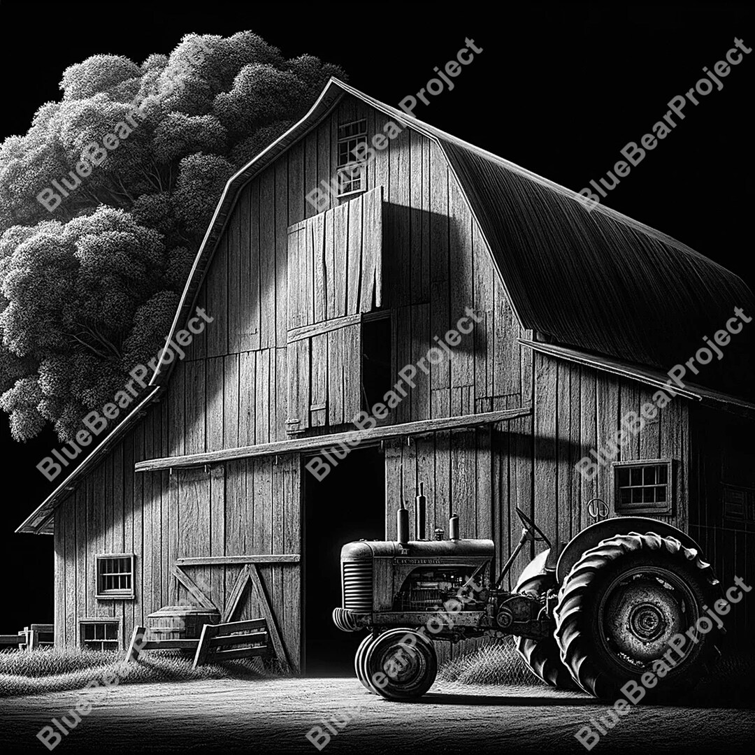 Rustic Barn, Old Tractor, Farm, Ranch, Laser Engrave File, Slate ...