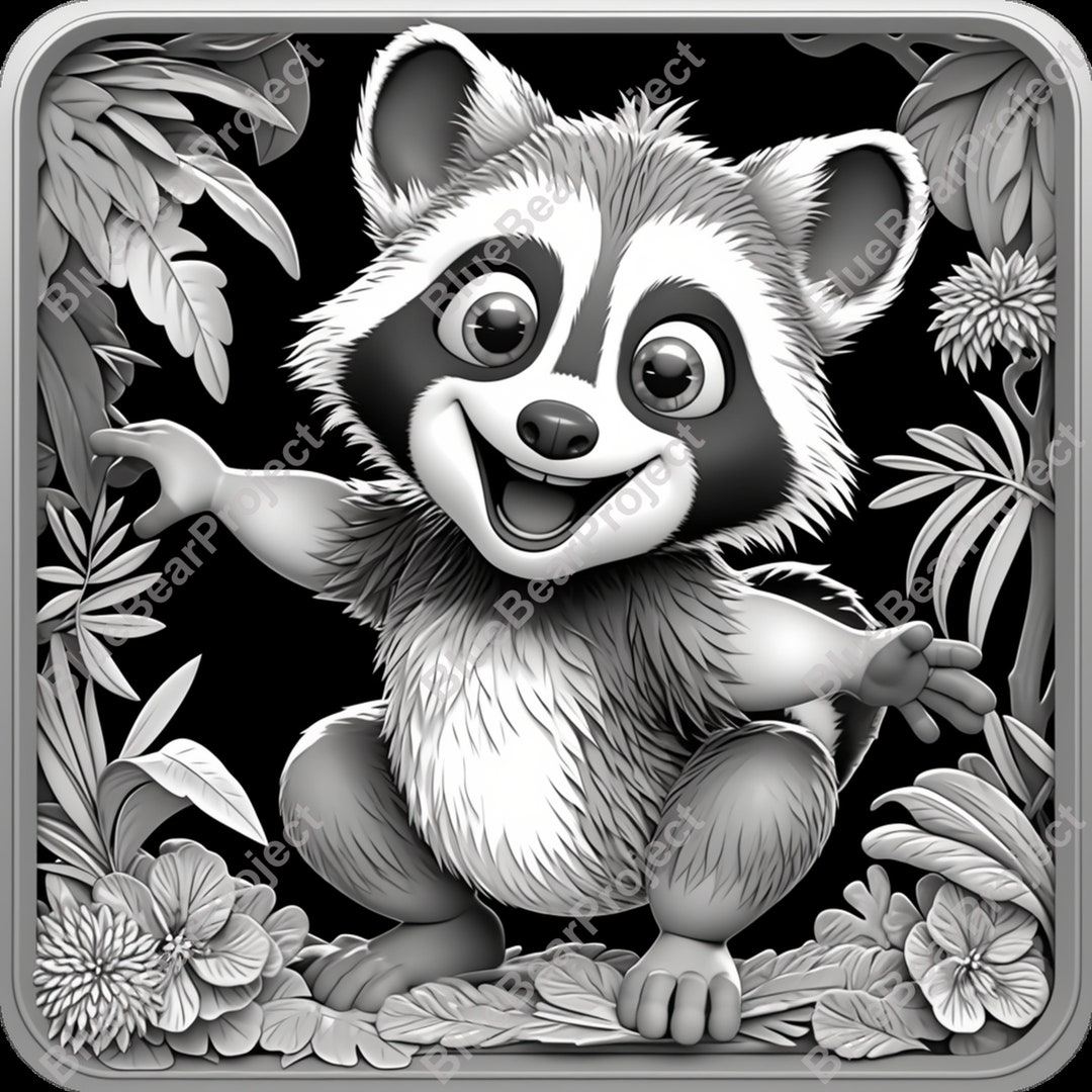 Cute Baby Racoon PNG, Digital File, Laser Engrave PNG File for Laser ...