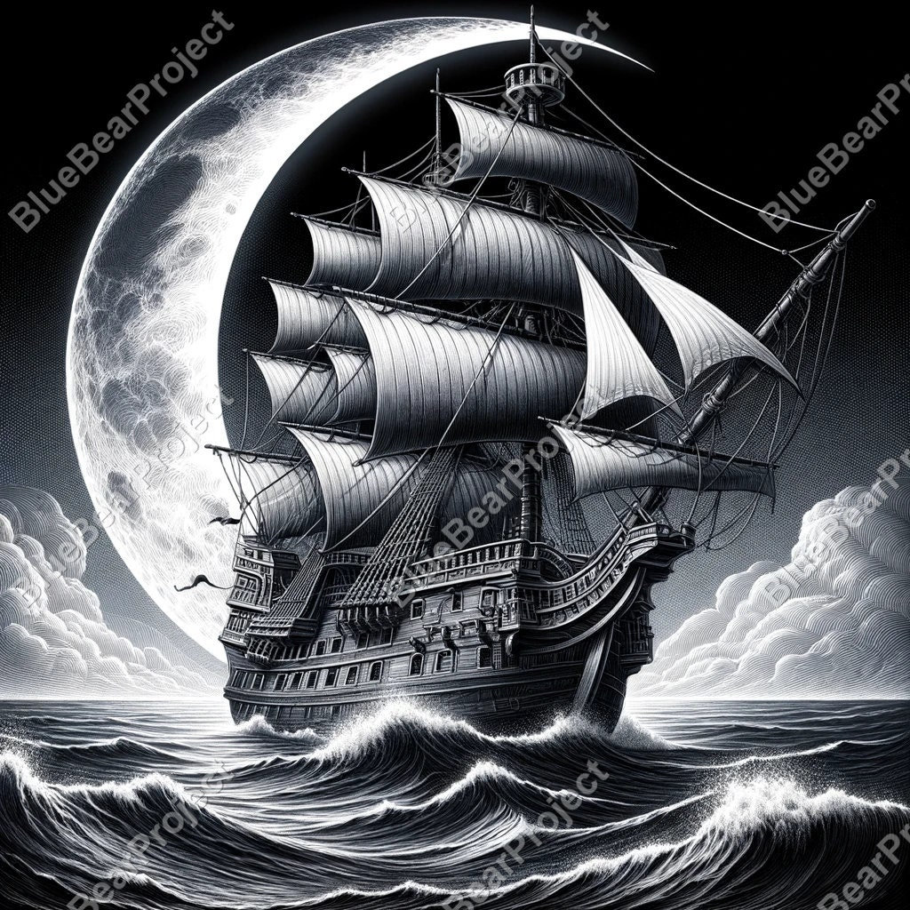 Pirate Ship, Laser Engrave File, Slate Coaster, PNG for Laser Engraving ...