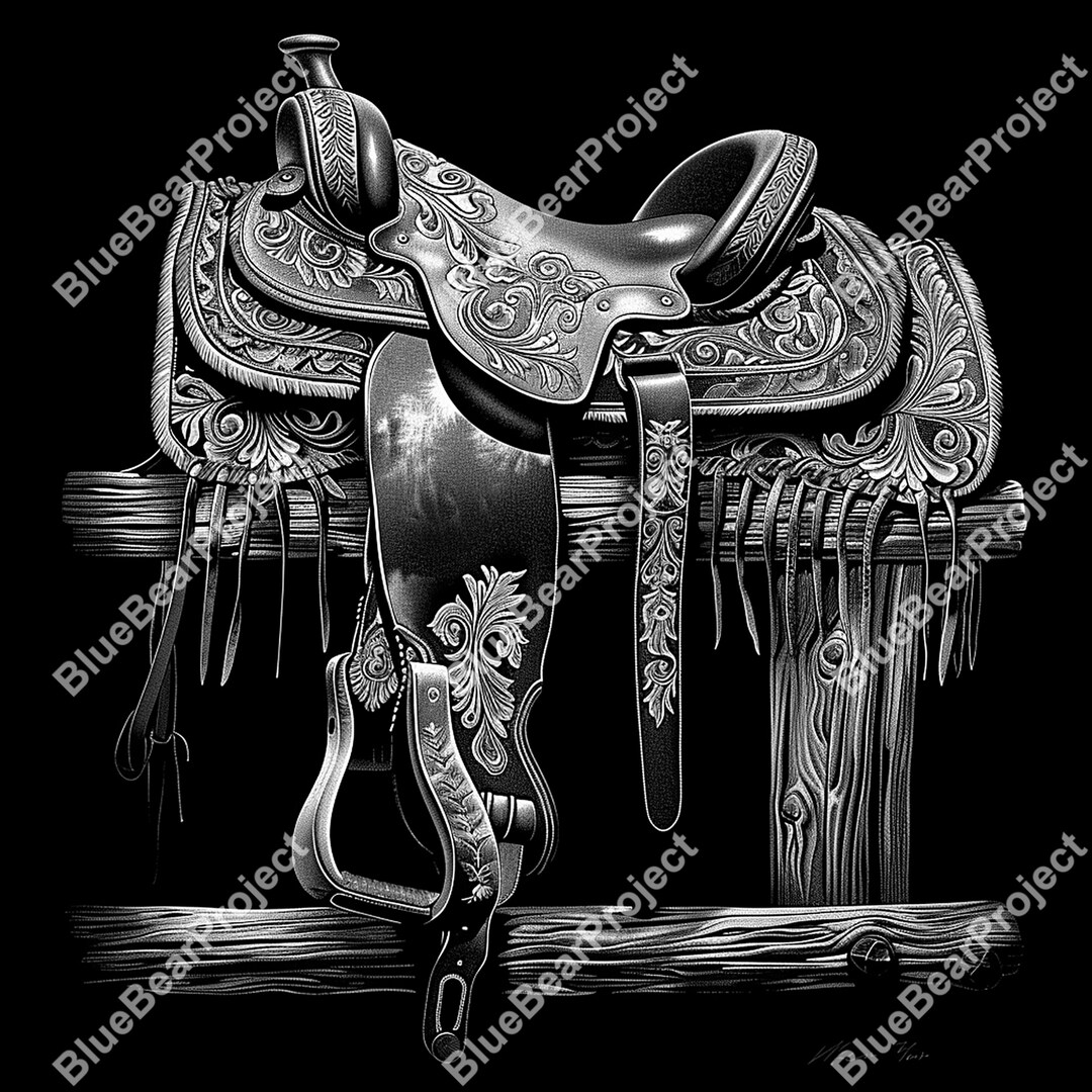 Old Western Saddle, Vintage Wild Western Art, Laser Engrave File, Slate ...