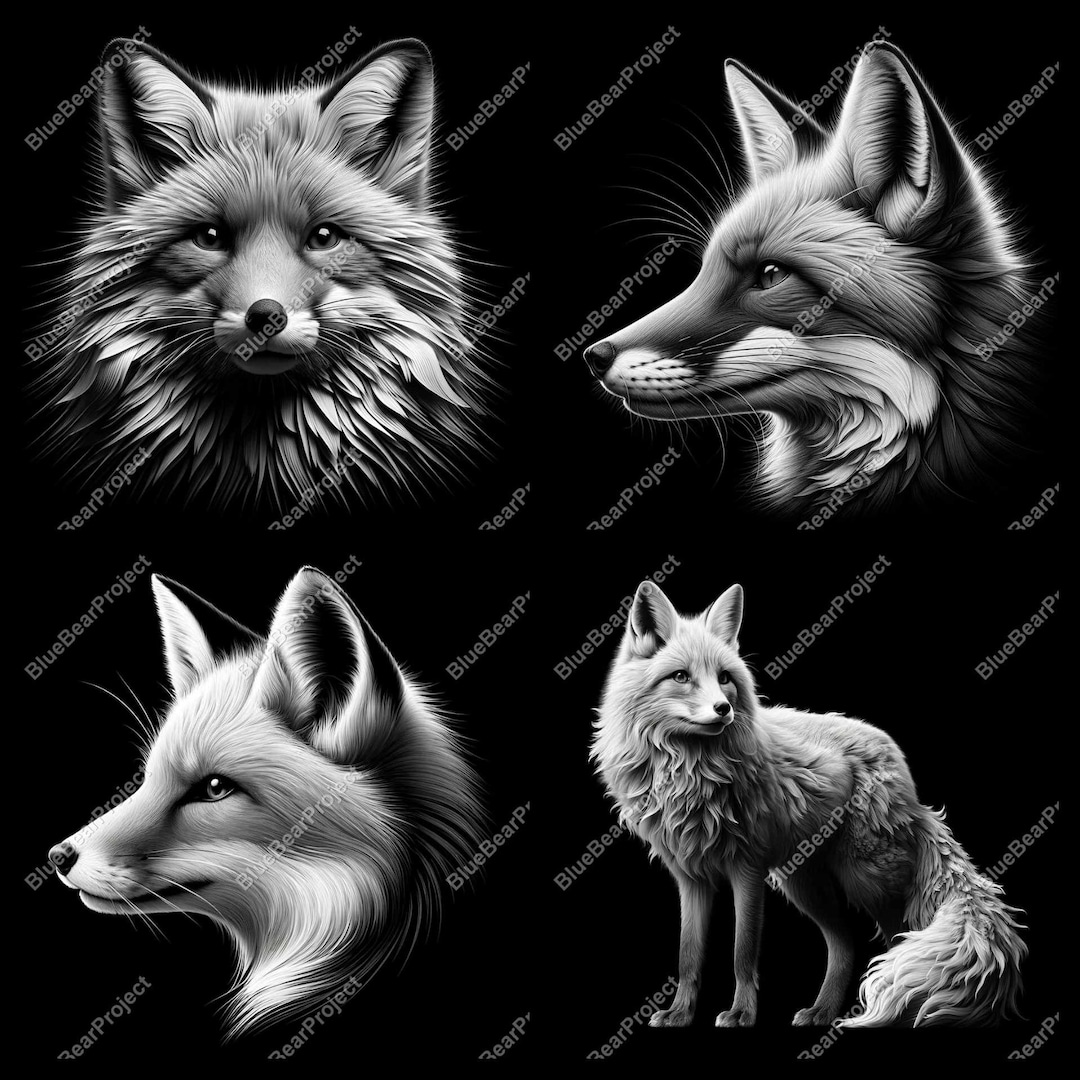 Fox PNG 4 Pack, Laser Engrave File, Slate Coaster, 4x PNG for Laser ...