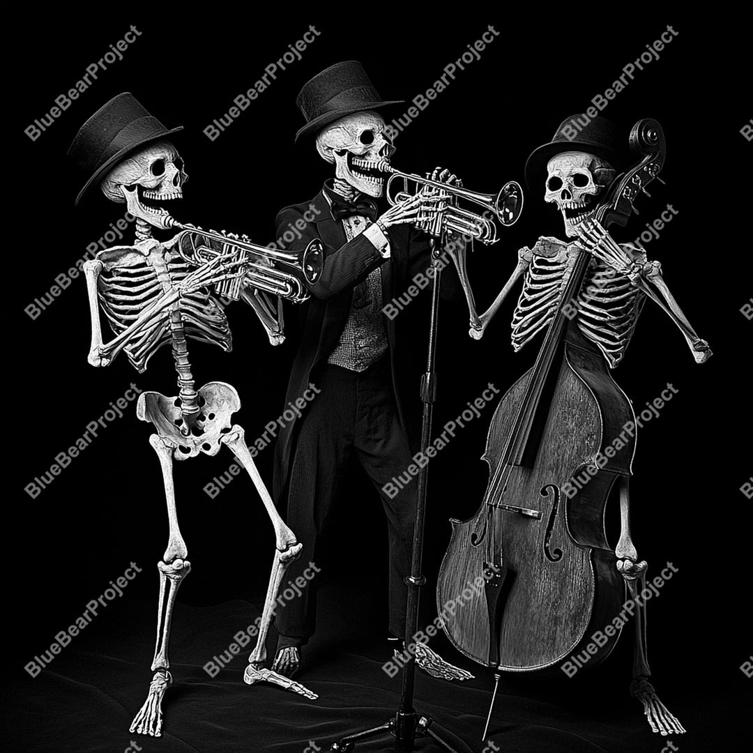 Skeleton Jazz Band - Halloween PNG, Laser Engrave Digitial File for ...