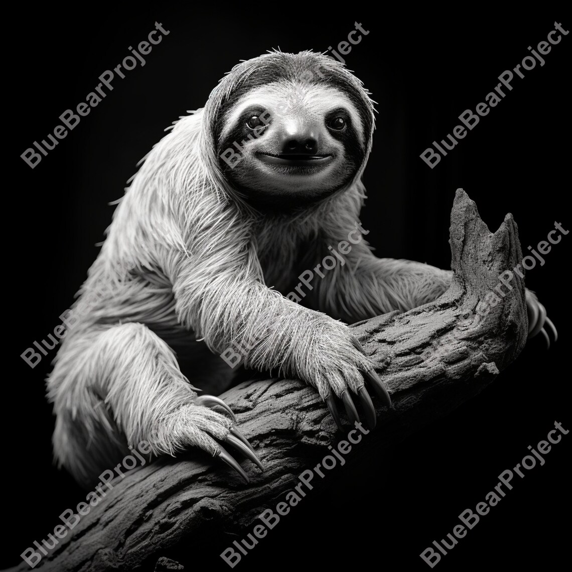 Happy Sloth on a Tree PNG, Digital File, Laser Engrave Realistic PNG ...