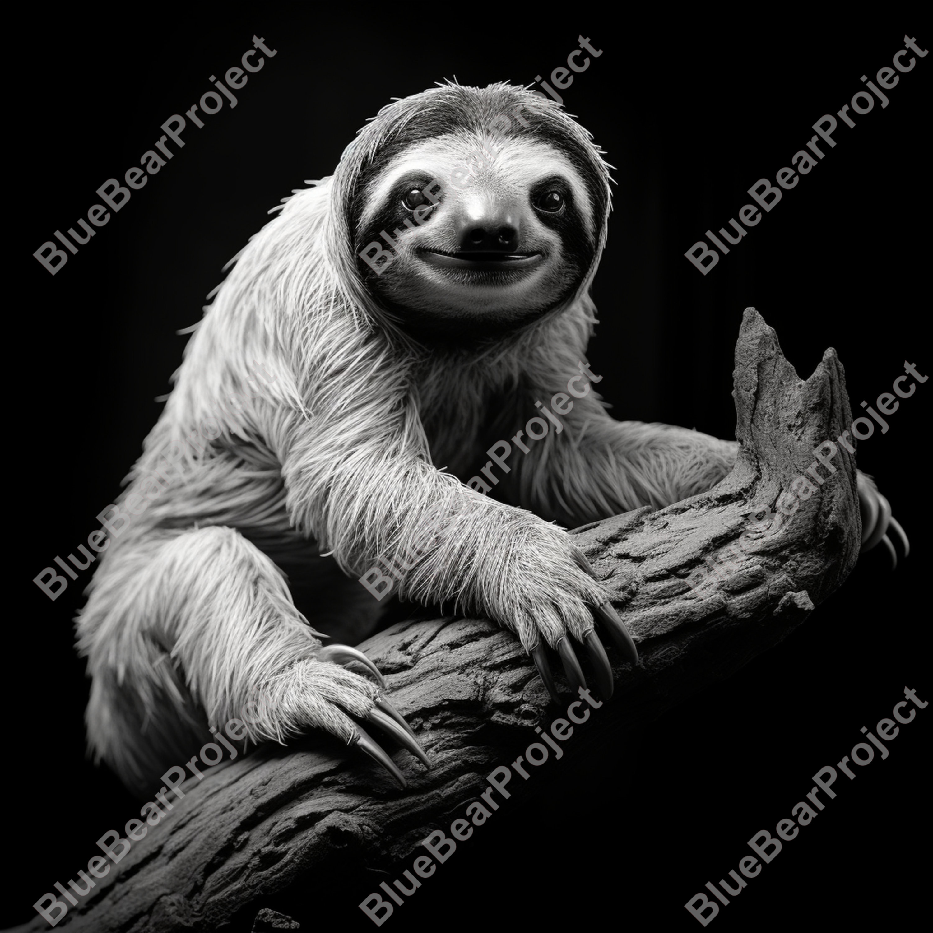 Happy Sloth on a Tree PNG, Digital File, Laser Engrave Realistic PNG ...