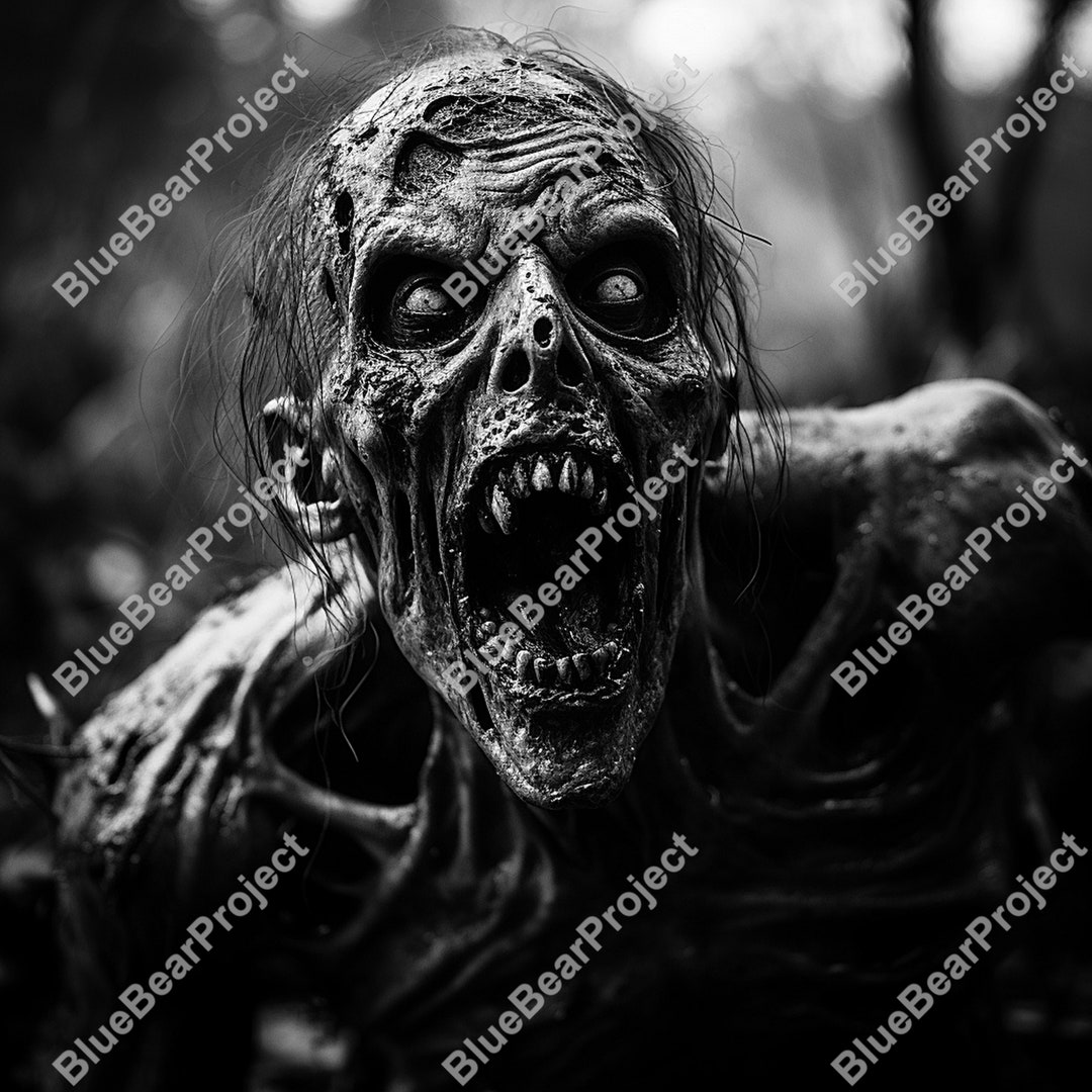 Zombie Close up PNG, File Ready for Engraving on Slate, 3D Illusion ...