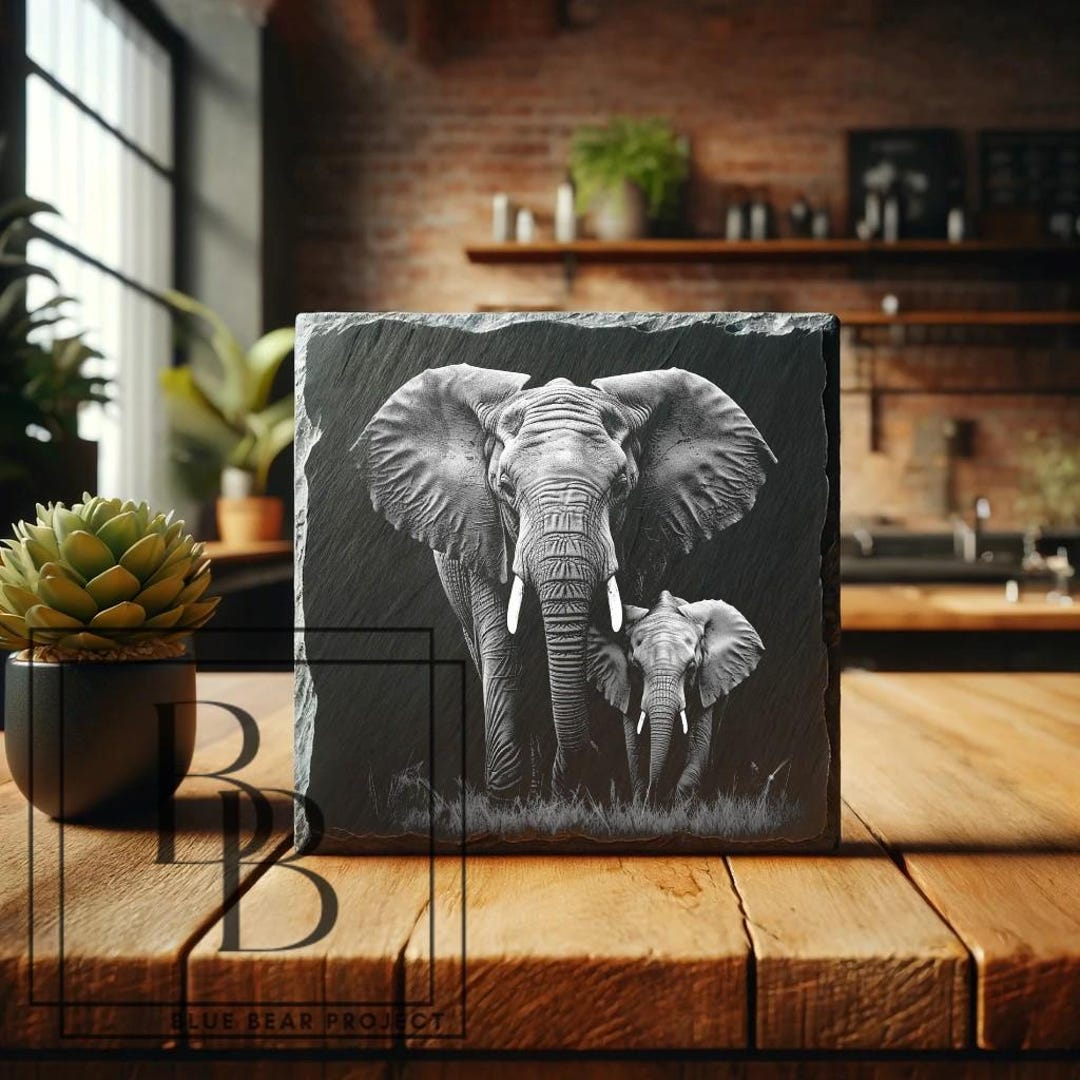 Buy Elephant Laser PNG, Digital File, Laser Engrave File, Slate Coaster ...