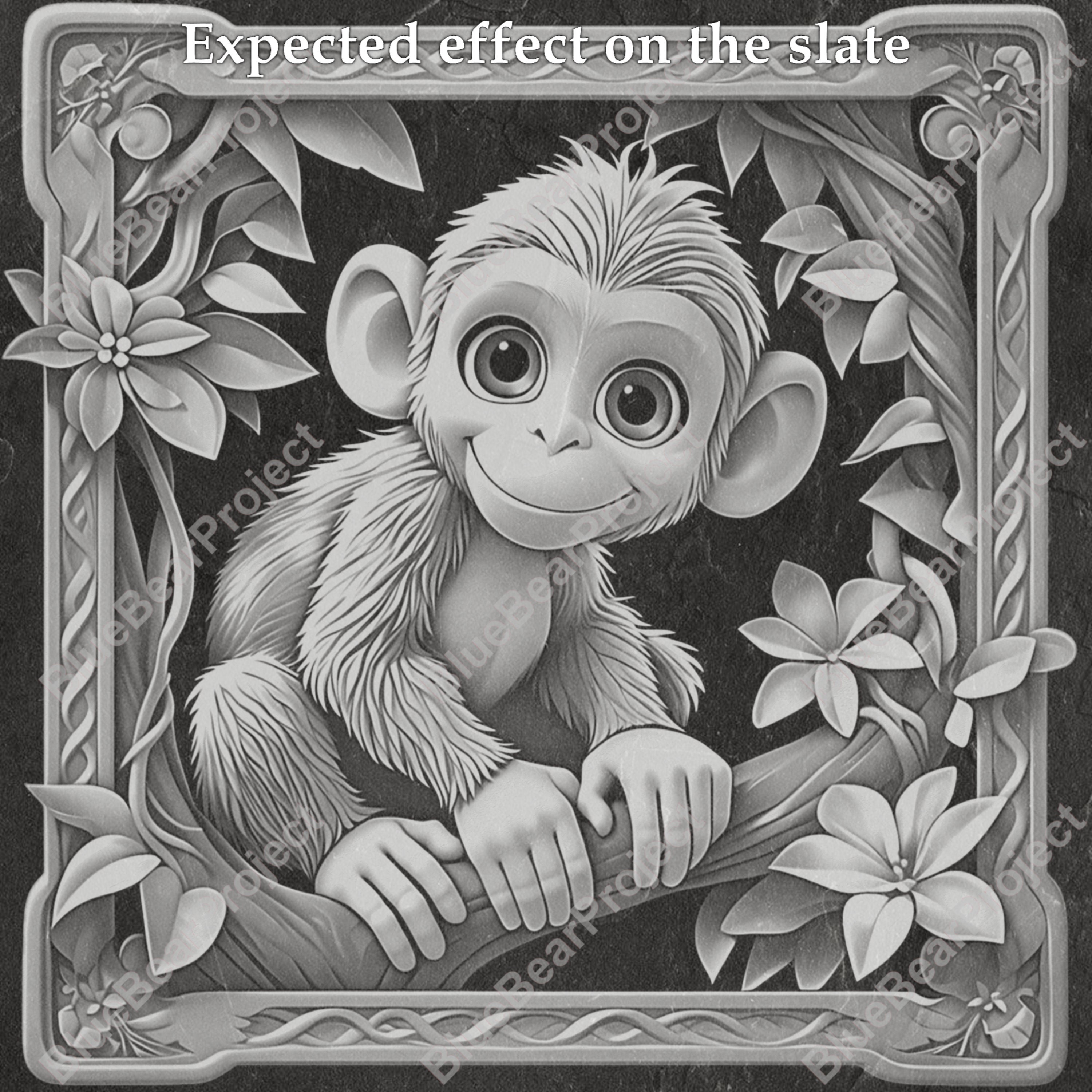 Cute Baby Monkey PNG, Digital File, Laser Engrave PNG File for Laser ...