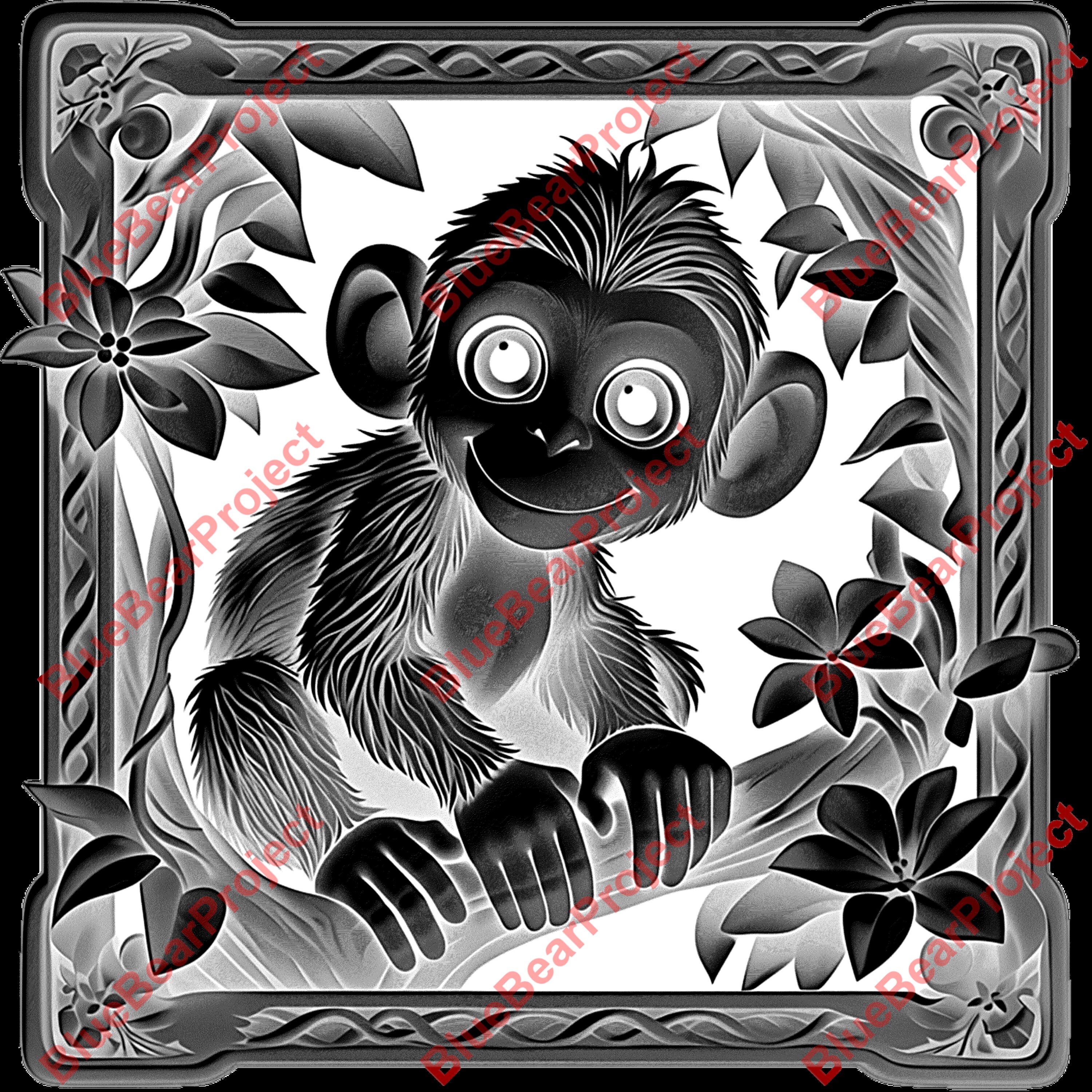 Cute Baby Monkey PNG, Digital File, Laser Engrave PNG File for Laser ...